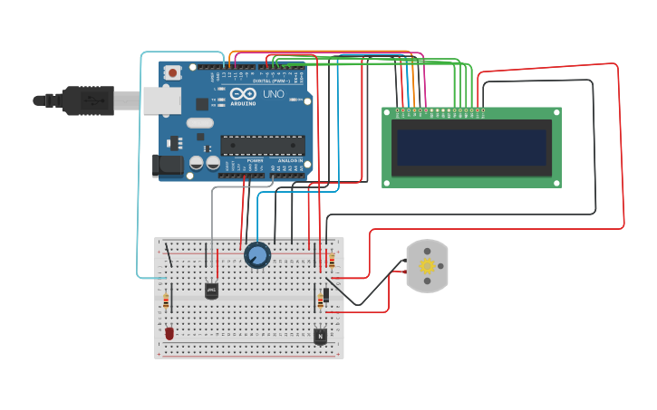 Circuit design Automatic room temp controller | Tinkercad