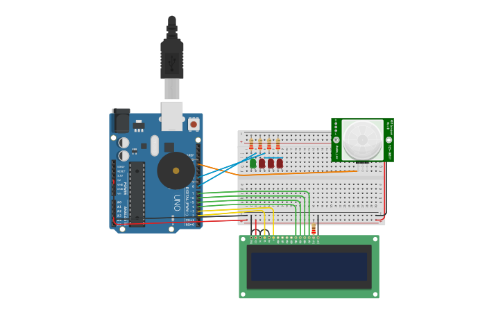 Circuit design 2 - sensor de movimiento con alarma | Tinkercad