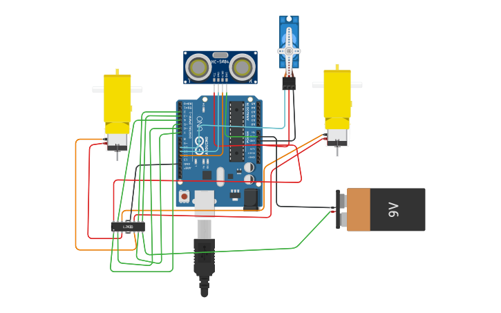 Circuit Design Obstacle Avoidance Robot Tinkercad