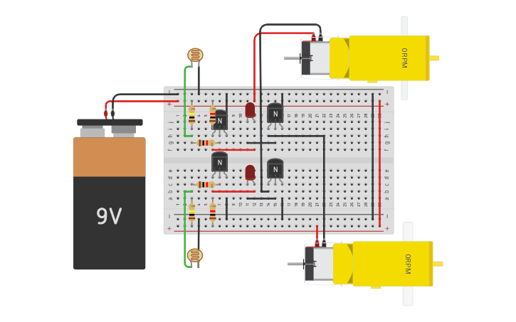 Circuit design Seguidor de Luz - Tinkercad