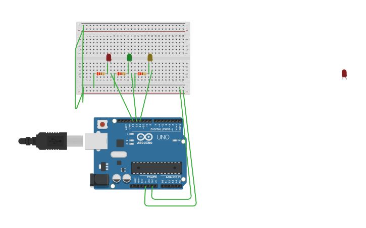 Circuit design Arduino (3 LEDs with a variable) joel 3 eso b - Tinkercad