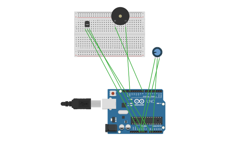 Circuit design DHT11 Temp and humidity sensor - Tinkercad