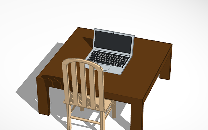 3D design computer desk - Tinkercad
