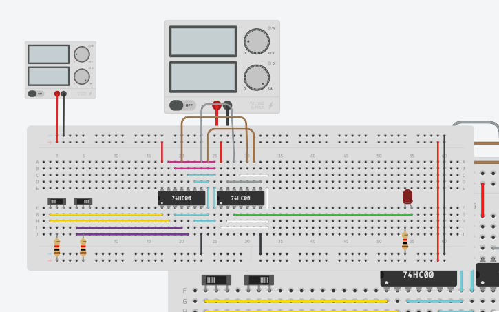 Circuit design Realization of functions using NAND Gate - Tinkercad