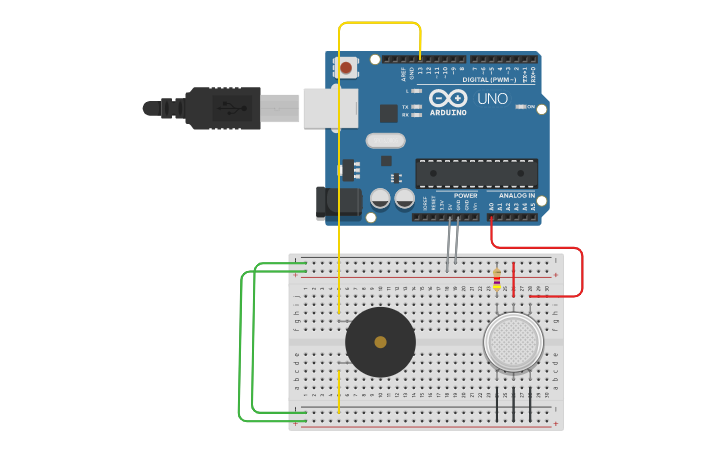 Circuit design Sensor de gas - Tinkercad