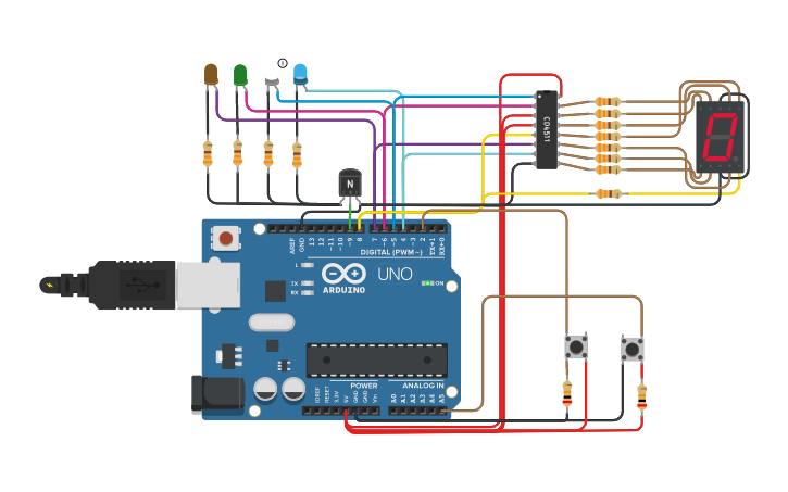Circuit design Display 7 segment - Tinkercad