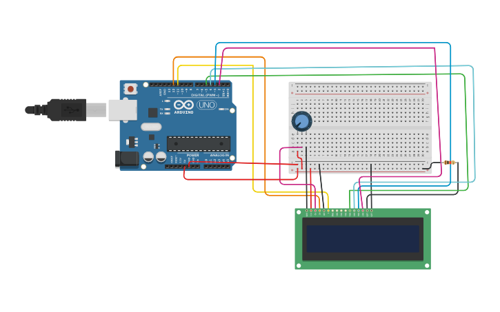 Circuit design 19b_LCD Display 1602 - Tinkercad