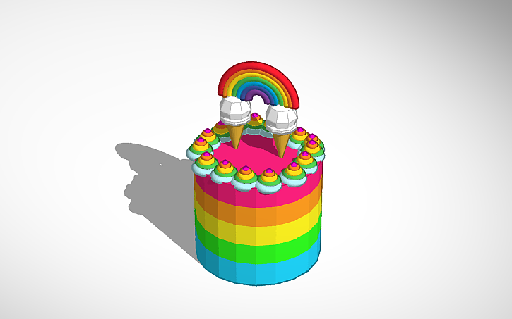 3D design Rainbow crystalized ice cream cake | Tinkercad