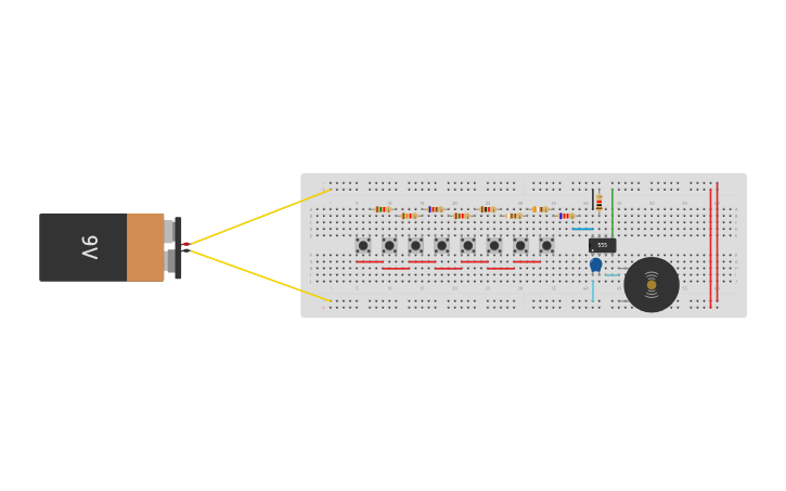 Circuit design escala musical - Tinkercad
