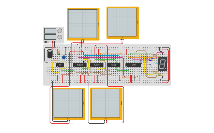 Circuit design DECADA 4BIT | Tinkercad