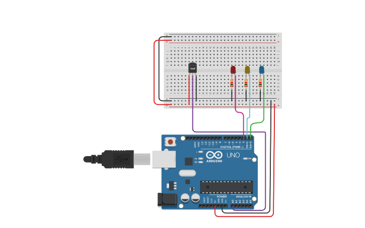 Circuit design Temperature Measure - Tinkercad