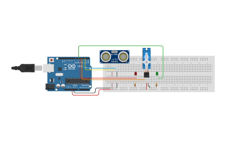 Circuit design Sensor de ultrasonido | Tinkercad