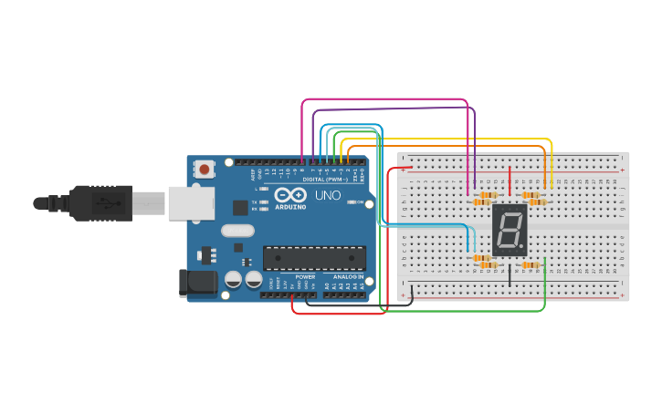 Circuit design Display de 7 segmentos - Tinkercad