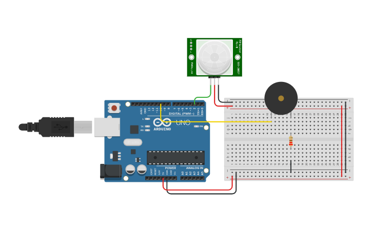 Circuit design sensor Gerak - Akhmad Rayhan Al-Faruk | Tinkercad