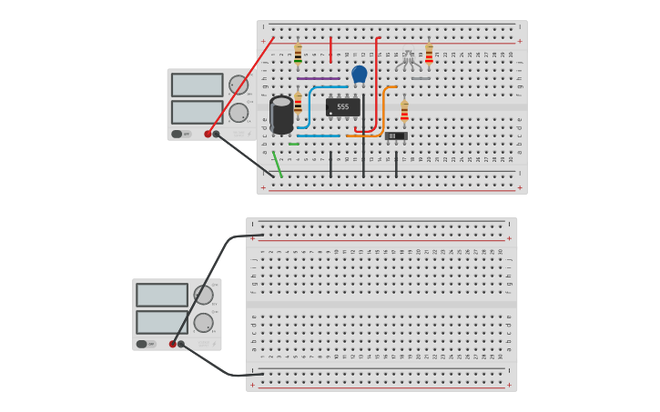 Circuit design IC 555 - Tinkercad
