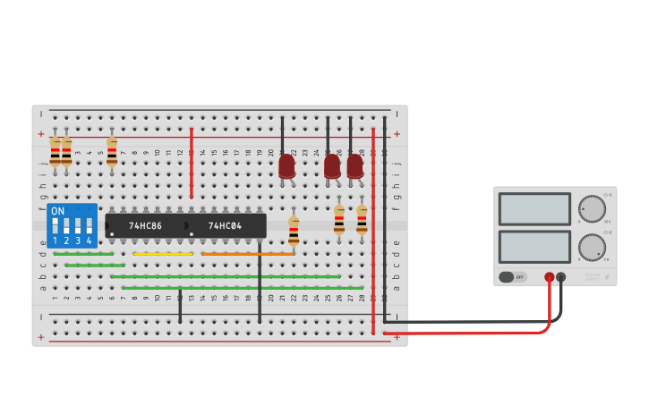 Circuit design XNOR gate - Tinkercad