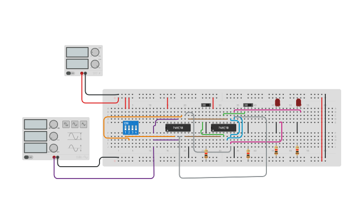 Circuit design Jk flipflop exp 4 - Tinkercad