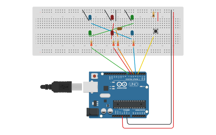 Circuit design Ζαριά σε Led (με S4A) - Tinkercad