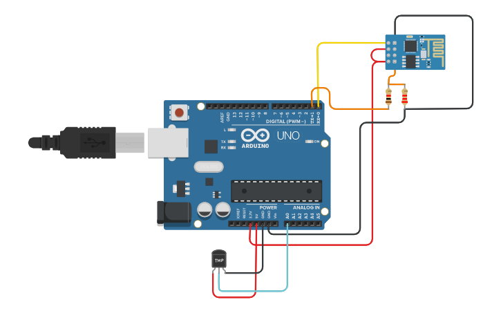 Circuit design ESP8266 WIFI - Tinkercad