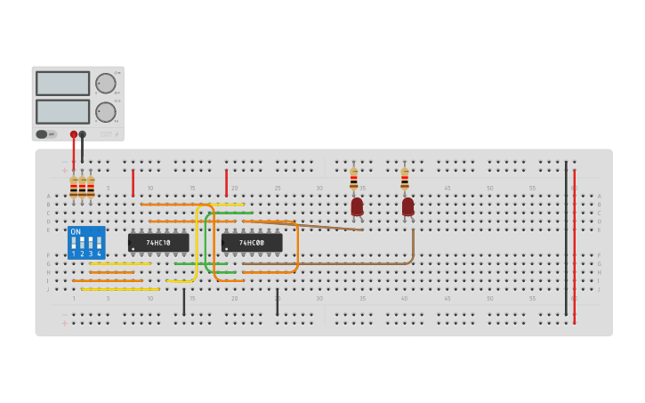 Circuit design JK Flip Flop using NAND - Tinkercad
