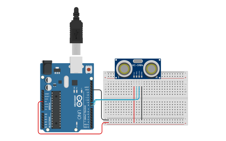 Circuit design LABWORK2: ULTRASONIC SENSOR | Tinkercad
