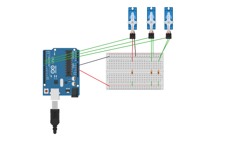 Circuit design Servos | Tinkercad