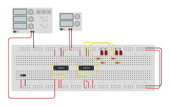 Circuit design Binary Ripple UP Counter | Tinkercad