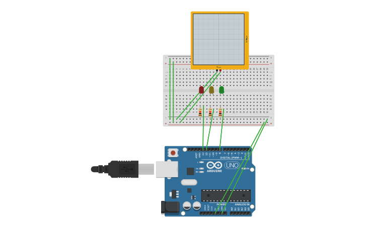 Circuit design arduino 3 leds - Tinkercad