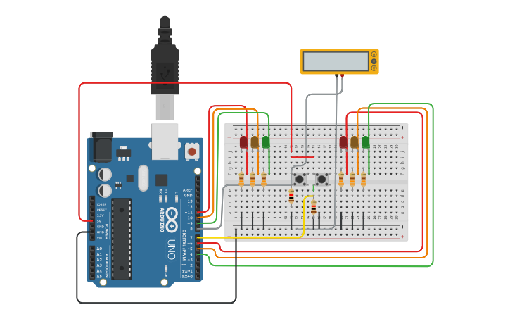 Circuit design Lab-Arduino Semaforo - Tinkercad