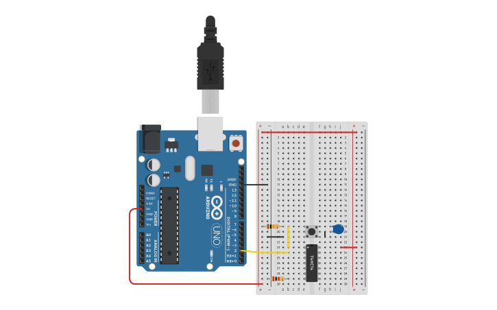 Circuit design 12 - Pull-Up / TestHIGH - LED interne, Circuit 74HC14 ...