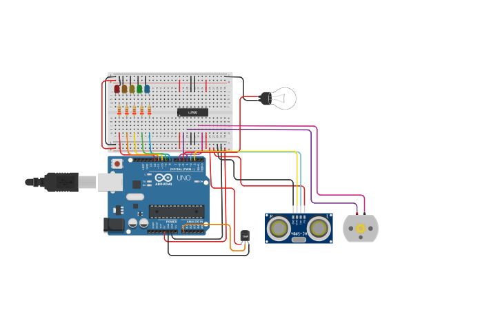 Circuit Design Sensor Suhu Air Dan Sensor Tangki Air Tinkercad