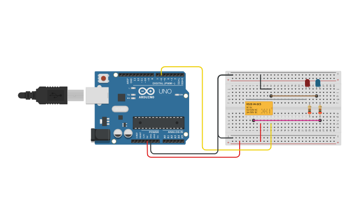 Circuit design Relay DPDT - Tinkercad