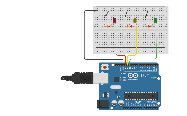 Circuit design SEMAFORO | Tinkercad
