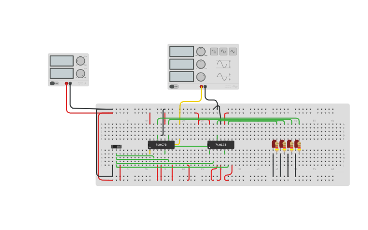 Circuit design BINARY UP COUNTER - Tinkercad