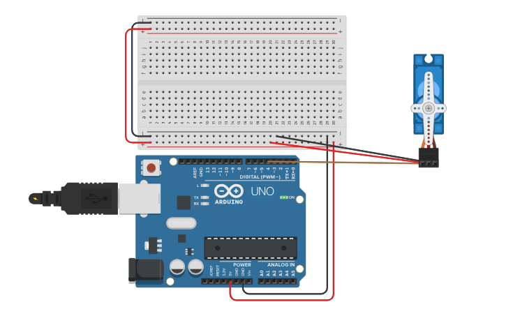 Circuit Design Practica 1 Servo Motor Tinkercad