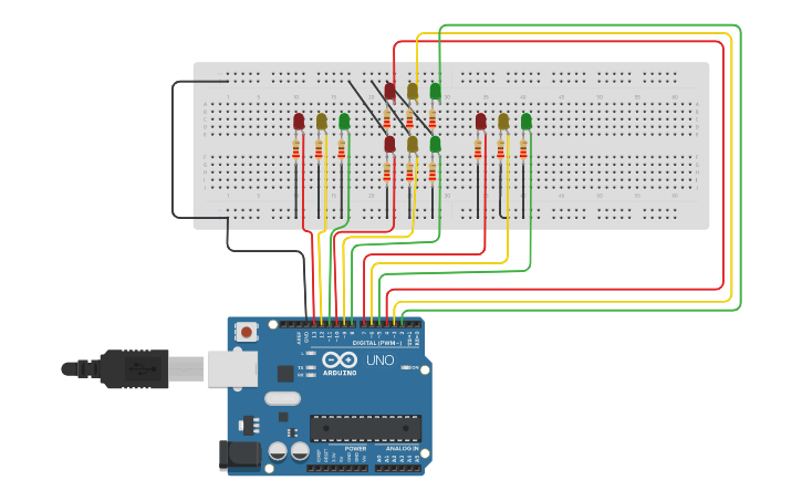 Circuit design Traffic Light - Tinkercad