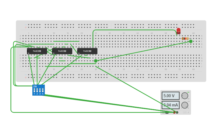 Circuit design Boolean Algebra NAND - Tinkercad