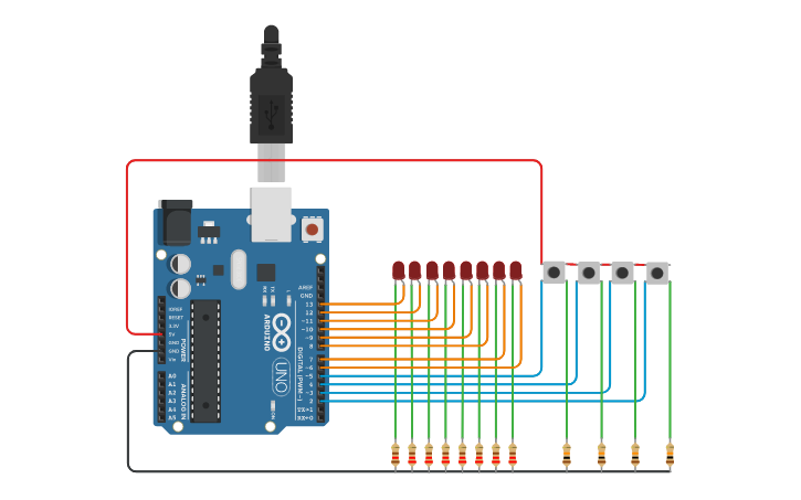 Circuit design Comando Serial - Tinkercad