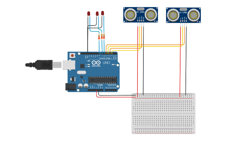 Circuit design people counting - Tinkercad