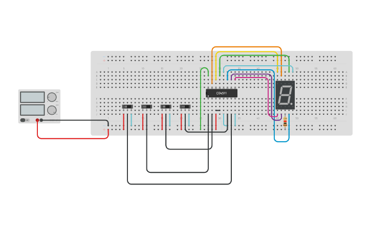 Circuit Design Decodifica 7 Segmenti Tinkercad