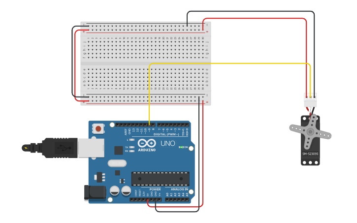 Circuit design POTENCIOMETRO CON SERVOMOTOR - Tinkercad
