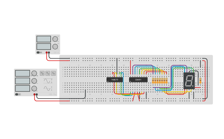 Circuit Design 7473 4511 Tinkercad