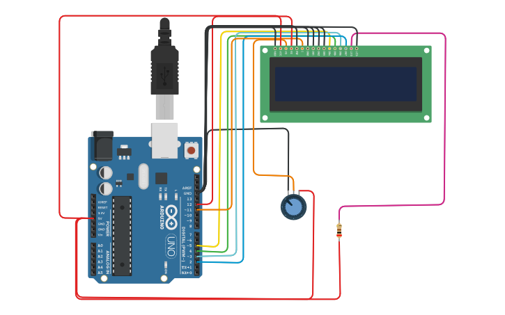 Circuit design LCD | Tinkercad