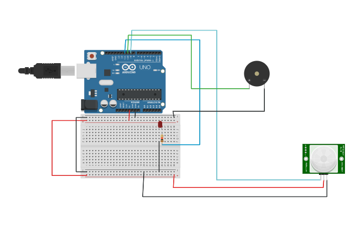 Circuit Design Motion Detection In Restricted Area Tinkercad