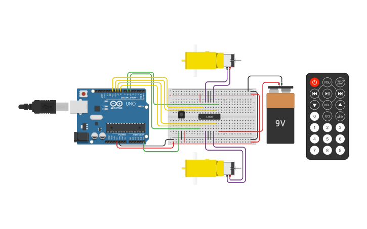 Circuit design 2 Motor - Tinkercad