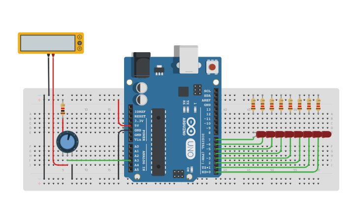 Circuit design Playing with Arduino: Analog to Digital Converter 8-bit ...