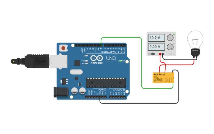 Circuit design PRACTICA # 18 MÓDULO RELÉ - Tinkercad