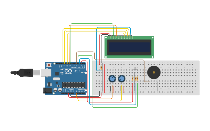 Circuit design alarma LCD | Tinkercad