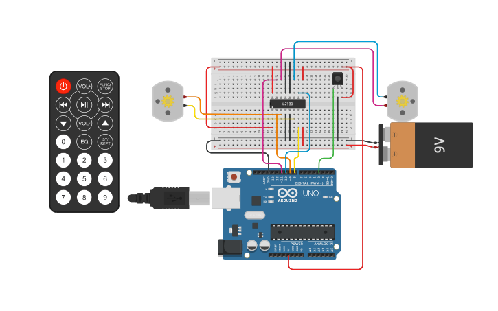 Circuit design REMOTE CONTROLLED ROBOT | Tinkercad