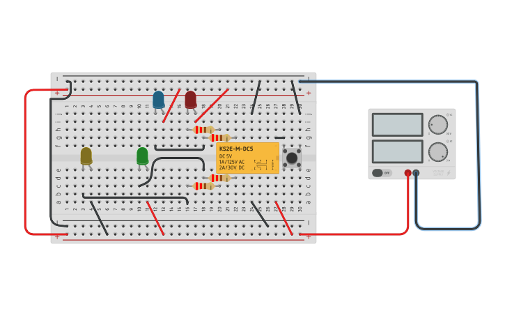 Circuit design Conexión de un relevador y sus contactos internos ...
